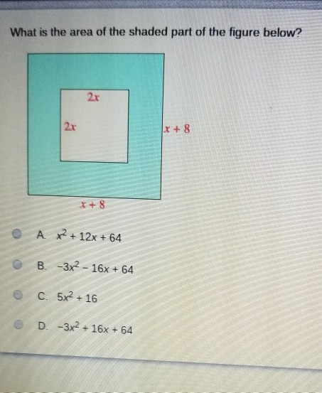 Solved What is the area of the shaded part of the figure | Chegg.com