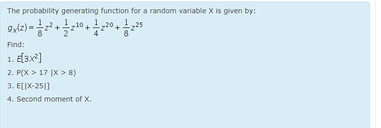 Solved The probability generating function for a random | Chegg.com