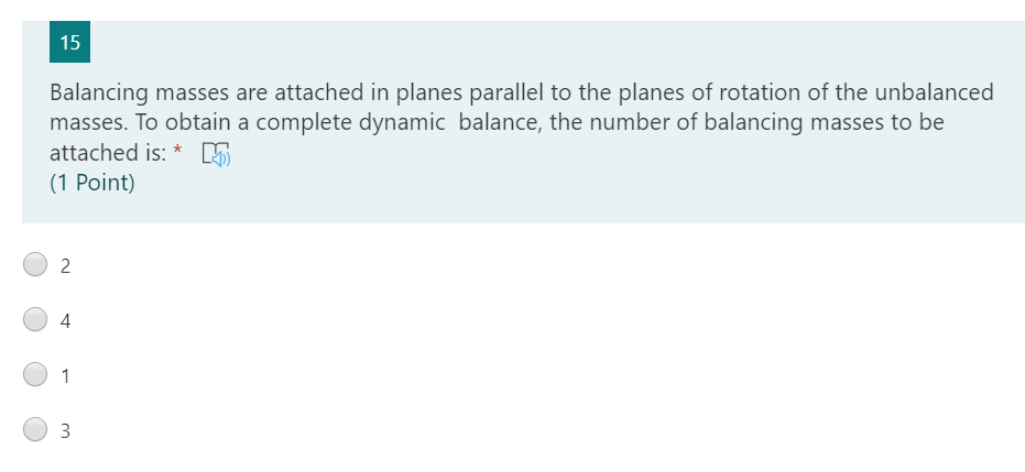 Solved 15 Balancing masses are attached in planes parallel | Chegg.com