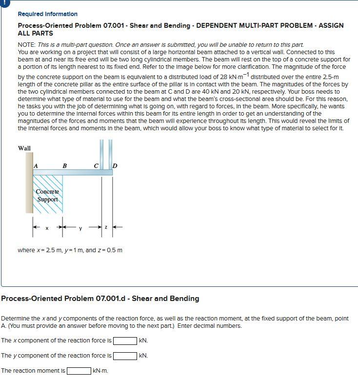 Solved Process-Oriented Problem 07.001 - Shear and Bending - | Chegg.com