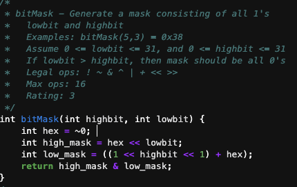 Solved * bitMask Generate a mask consisting of all i's | Chegg.com