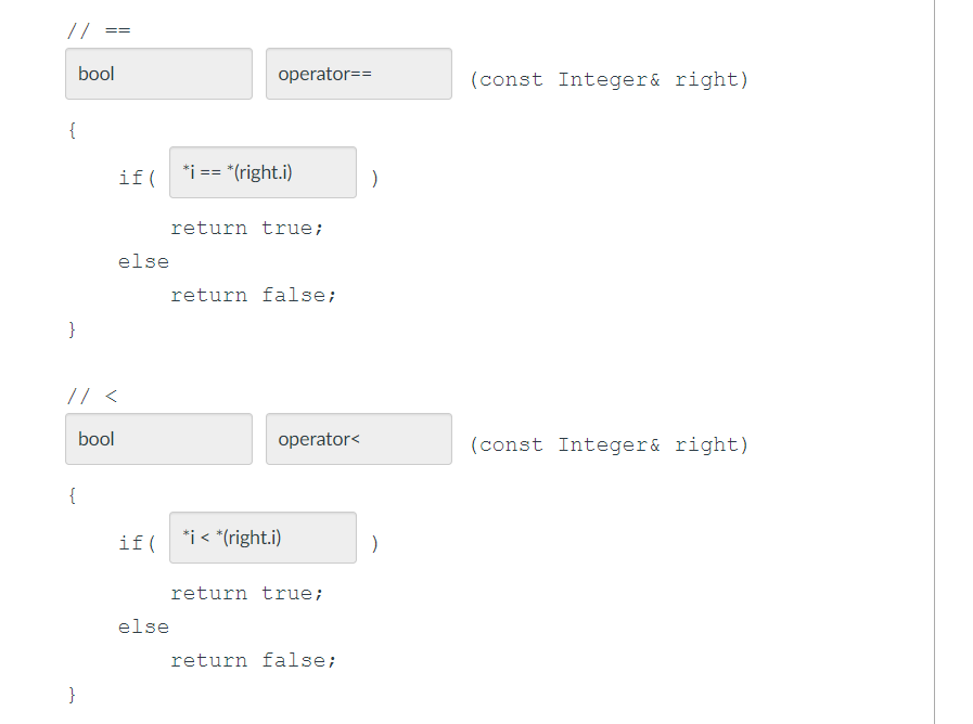 Solved • A copy constructor. • Overloaded == and