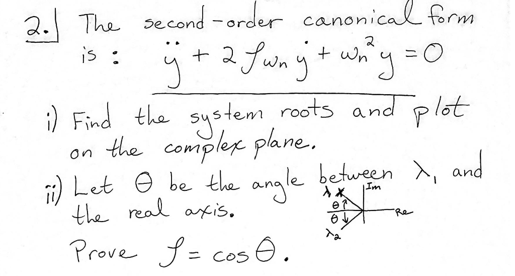 Solved 2. The second-order canonical form - is: ÿ + 2 Jungt | Chegg.com