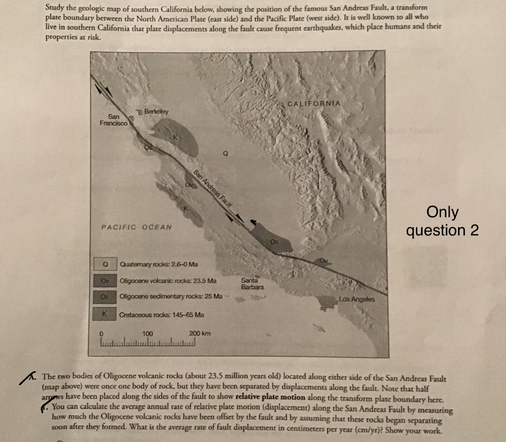 Study the geologic map of southern California below, | Chegg.com