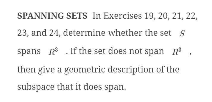 Solved Spanning Sets In Exercises 19 20 21 22 23 And