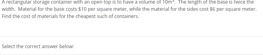 Solved A rectangular storage container with an open top is | Chegg.com