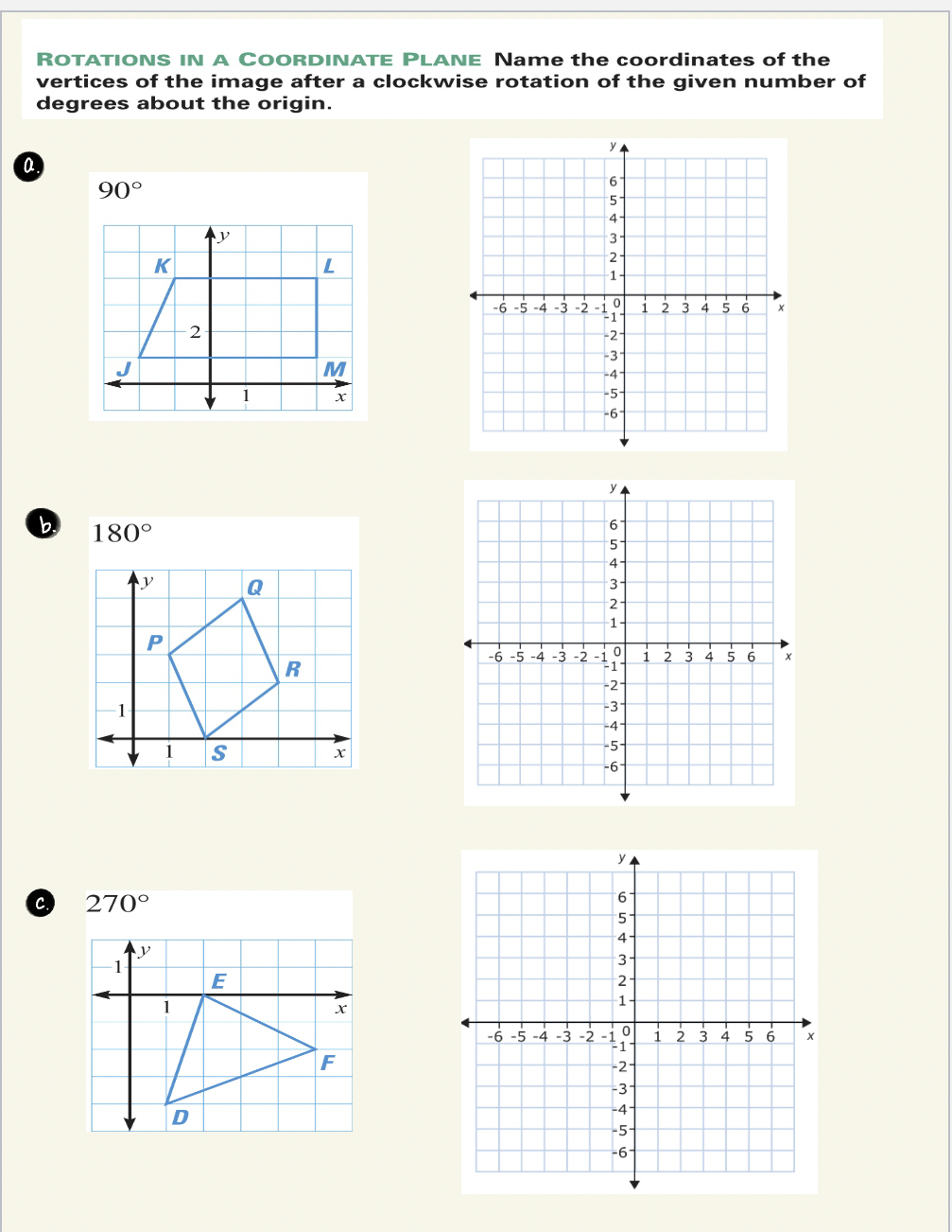 Solved Rotations In A Coordinate Plane Name The Coordinates