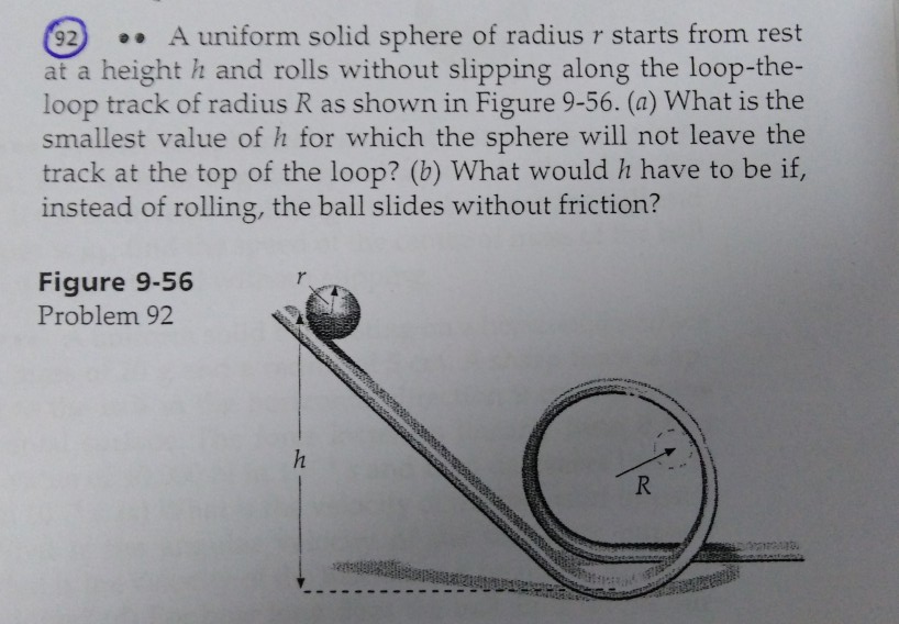 Solved 92 A uniform solid sphere of radius r starts from | Chegg.com