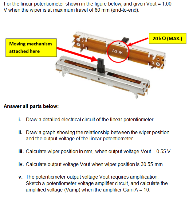 Solved For the linear potentiometer shown in the figure | Chegg.com