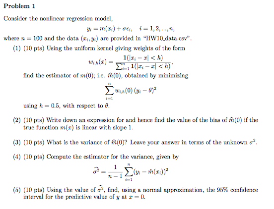 Consider The Nonlinear Regression Model