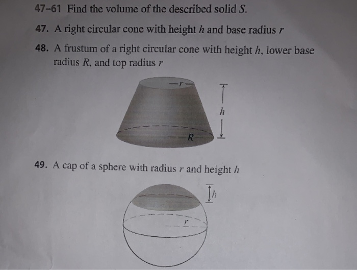 Solved 47-61 Find the volume of the described solid S 47. A | Chegg.com