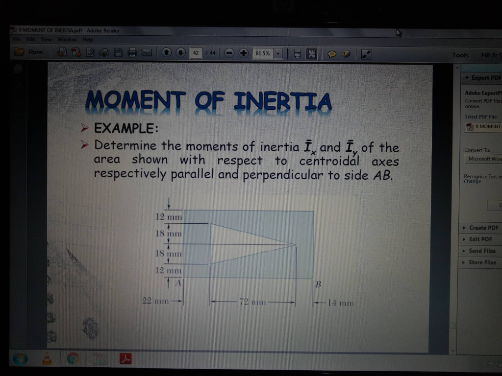Solved Determine the moments of inertia Ix and Iy of the | Chegg.com