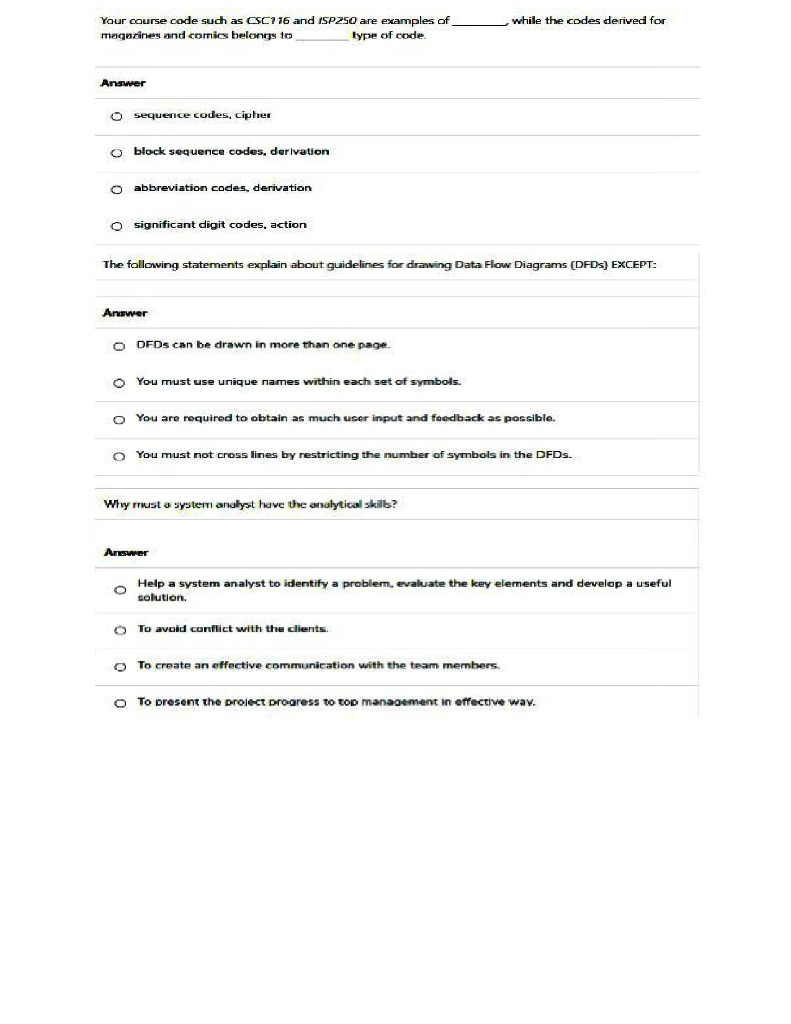 Solved while the codes derived for Your course code such as | Chegg.com
