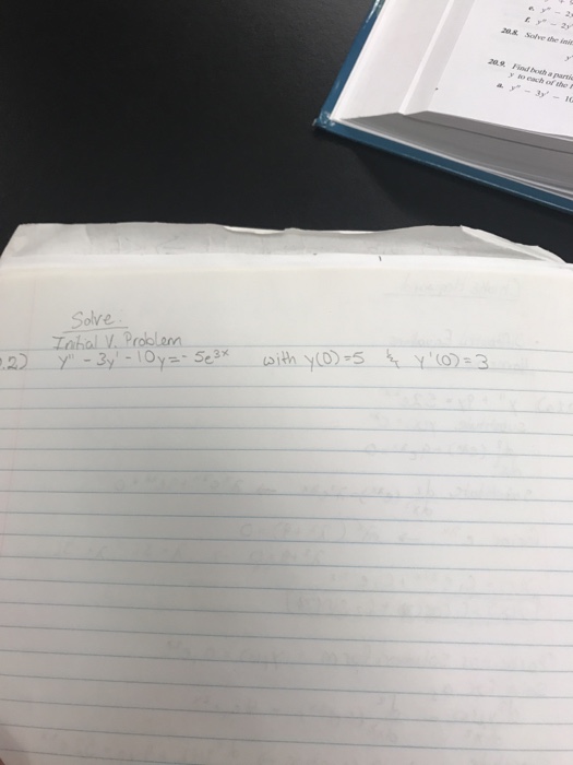 Solved Initial V, Problem y" - 3y' - 10y = -5e^3x with y(0) | Chegg.com