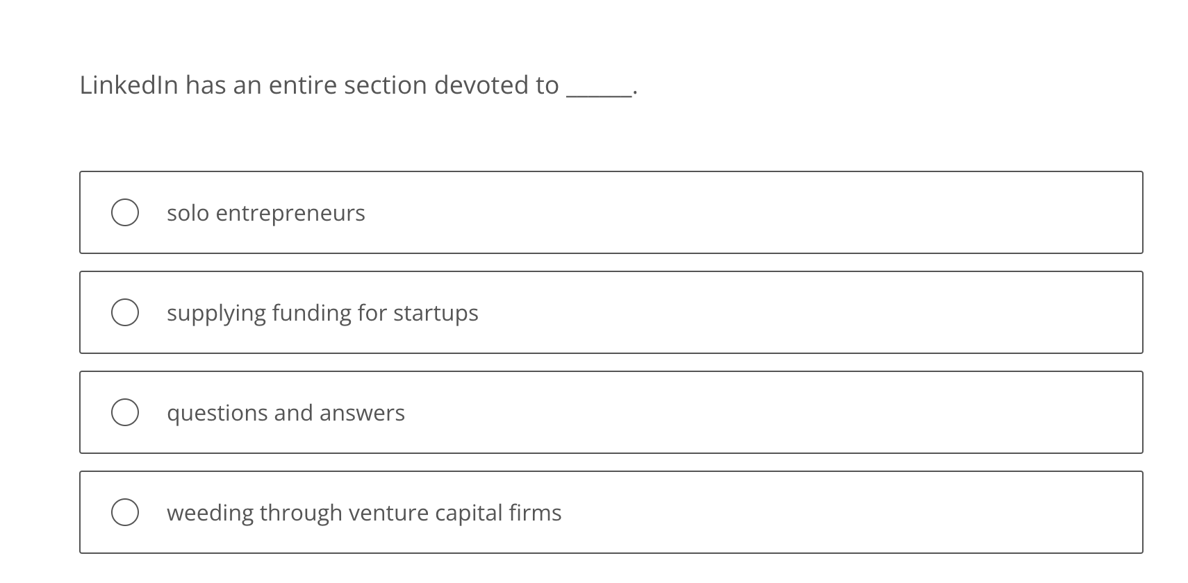 Solved Linkedln has an entire section devoted to solo | Chegg.com