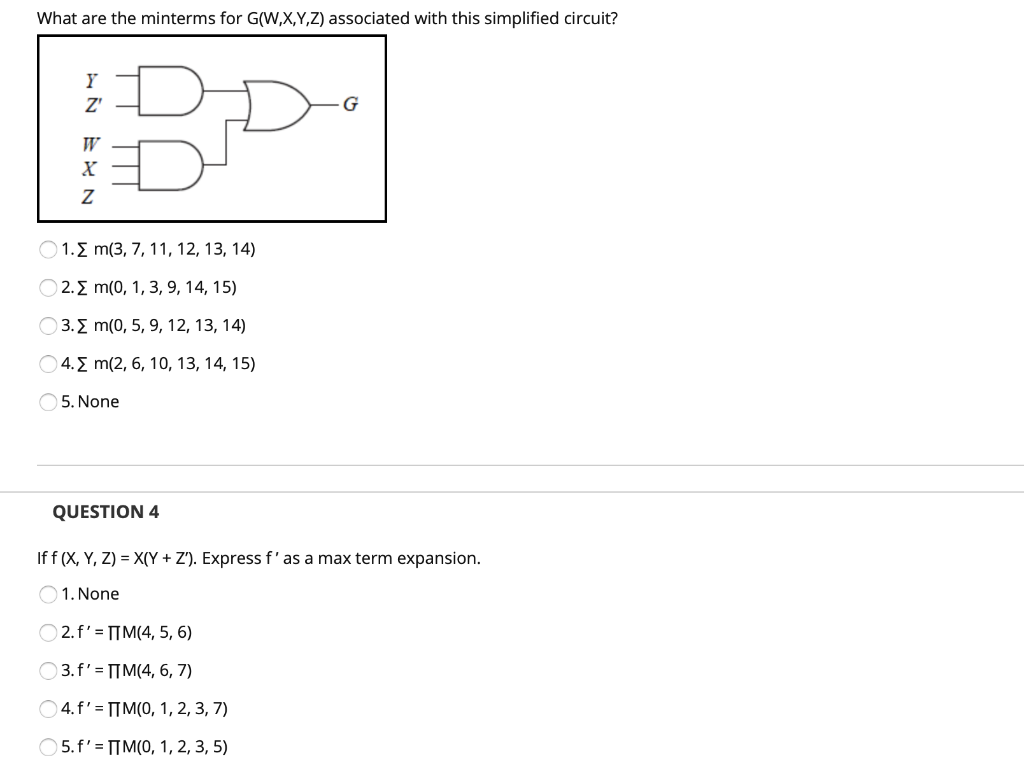 Solved QUESTION 1 If the following is f(W,X,Y,Z) function in | Chegg.com