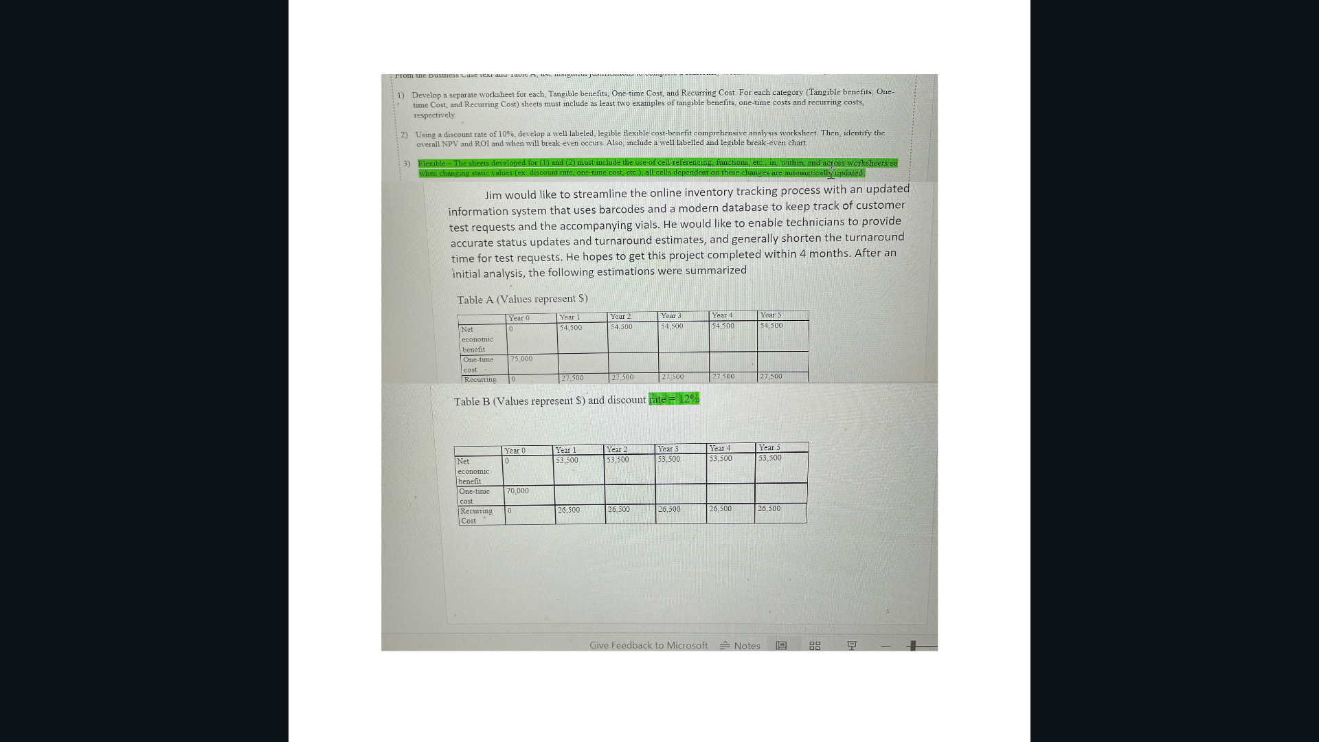 Solved Develop a separate worksheet for each. Tangible | Chegg.com