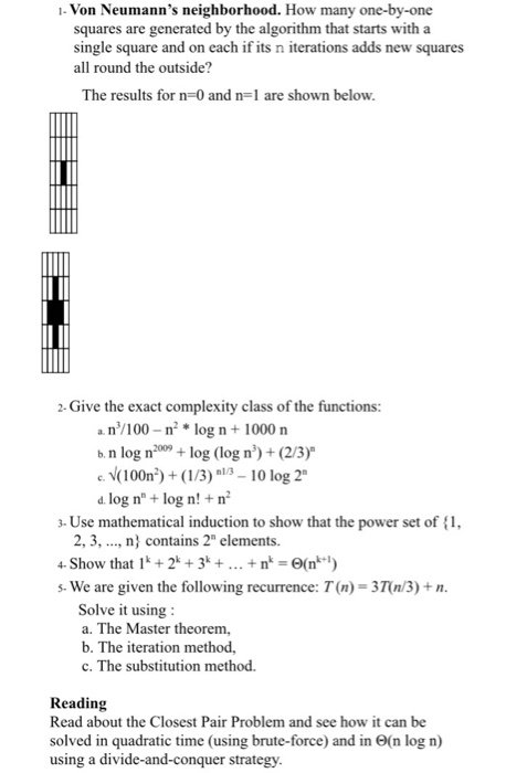 Solved - Von Neumann's neighborhood. How many one-by-one | Chegg.com
