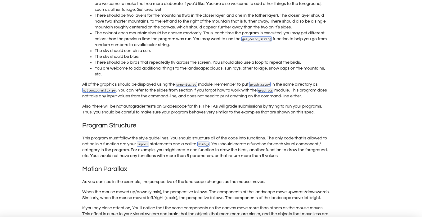 Solved CSc 110 - Motion Parallax Landscape In this | Chegg.com