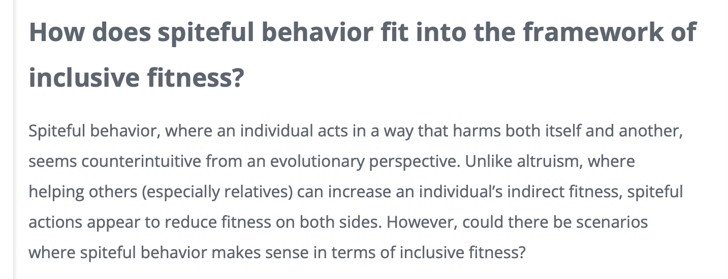 Solved How does spiteful behavior fit into the framework of | Chegg.com
