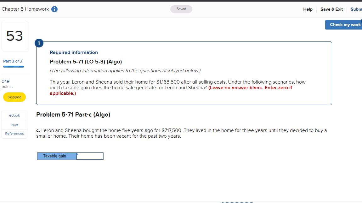 Solved Chapter 5 Homework Saved Help Save & Exit Subm Check | Chegg.com