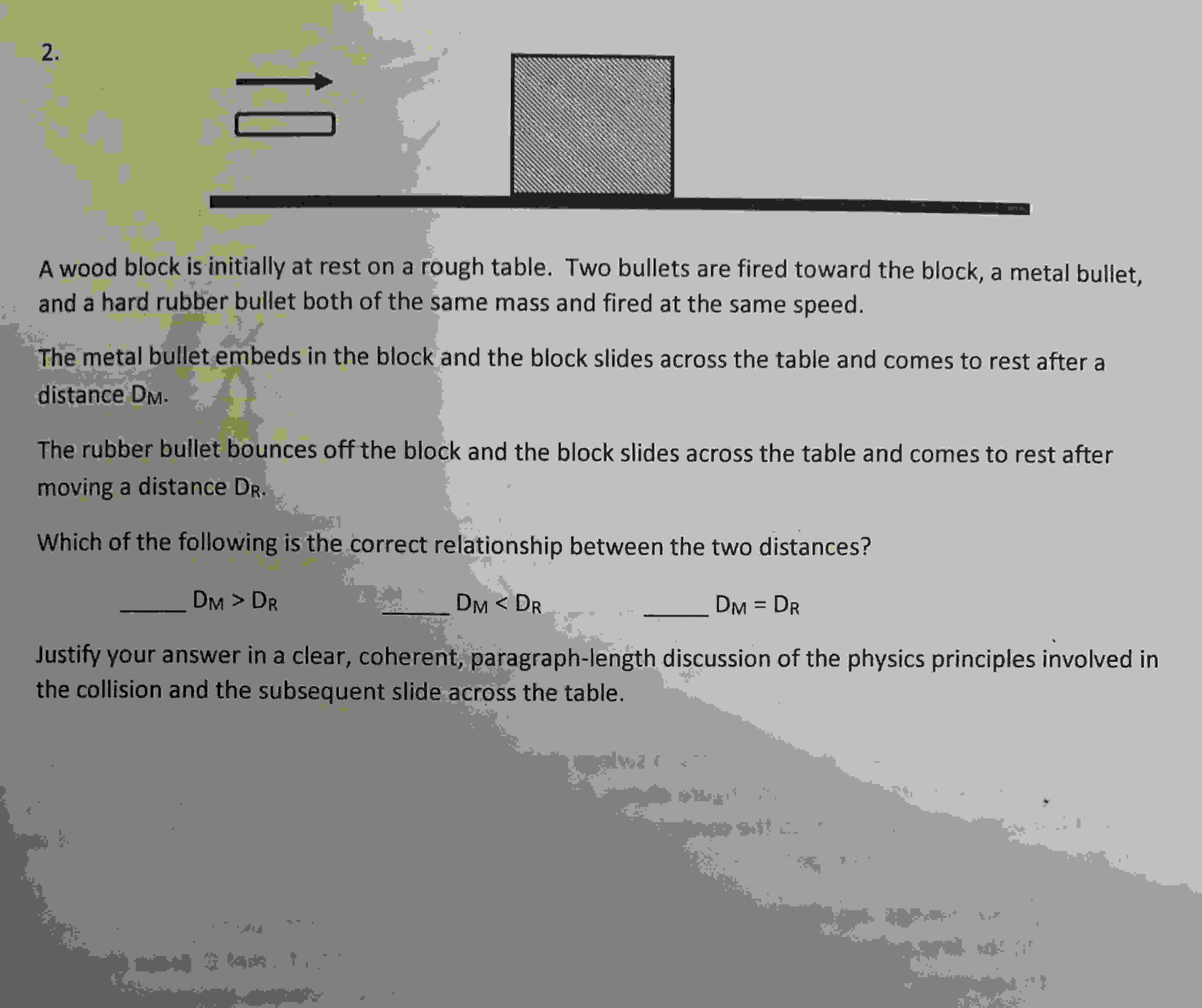 Solved A wood block is initially at rest on a rough table. | Chegg.com