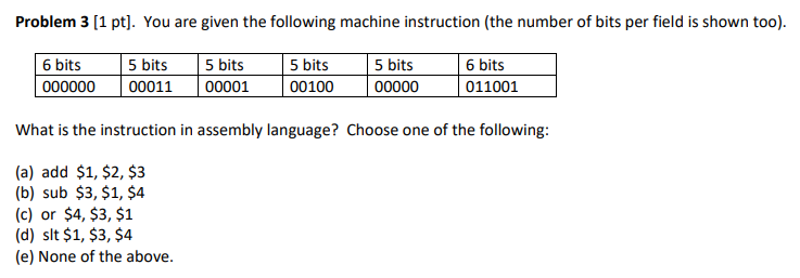 Solved Problem 3 [1 pt). You are given the following machine | Chegg.com