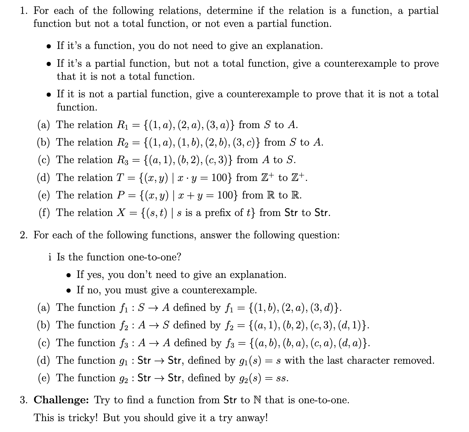 Solved 1 For Each Of The Following Relations Determine If 