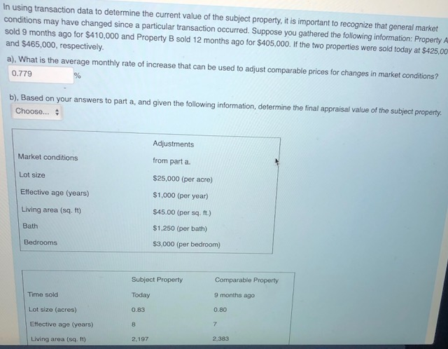 In using transaction data to determine the current | Chegg.com