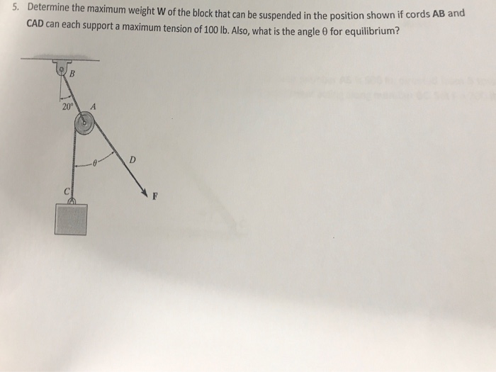 Solved Determine the maximum weight W of the block that can | Chegg.com Solved Determine the maximum weight W of the block that can | Chegg.com