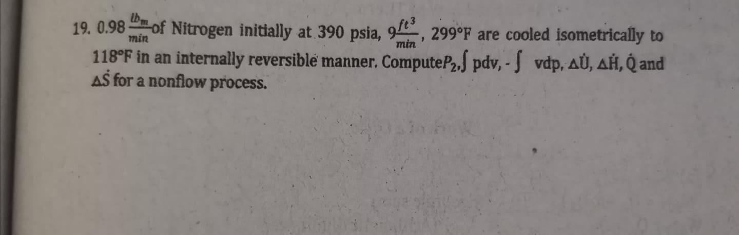 Solved 0.98 lb/min of Nitrogen initially at 390 psia, 9 | Chegg.com