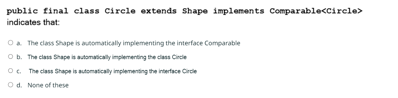 Solved public final class Circle extends Shape implements | Chegg.com