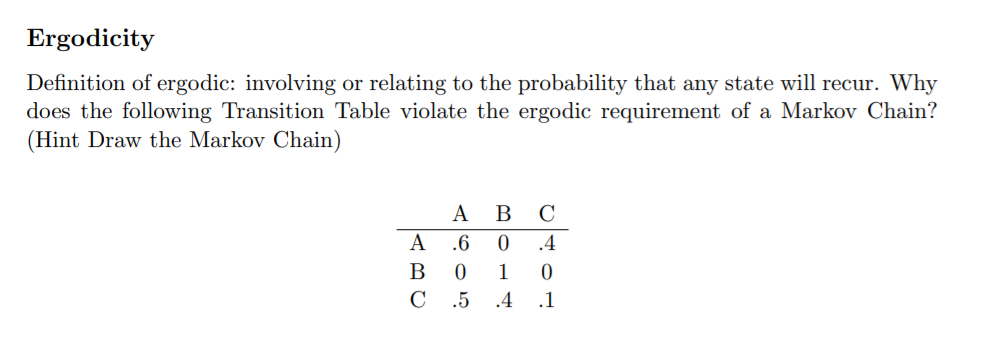 Solved Ergodicity Definition of ergodic: involving or | Chegg.com