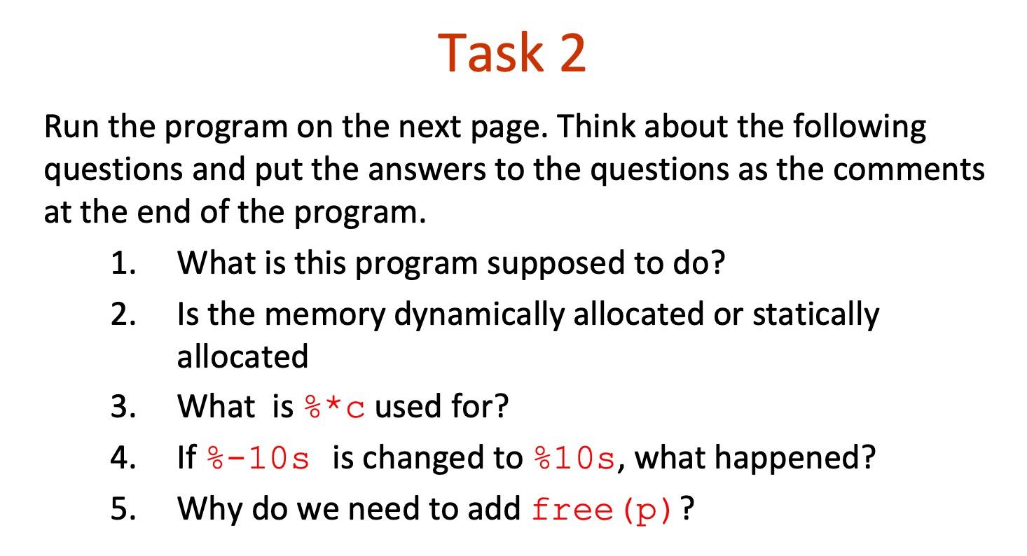 Solved Task 2 Run the program on the next page. Think about | Chegg.com