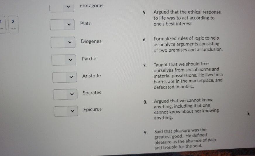 Match the philosopher with his ideas or features. | Chegg.com