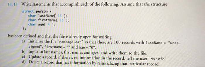 Solved Write Statements That Accomplish Each Of The 