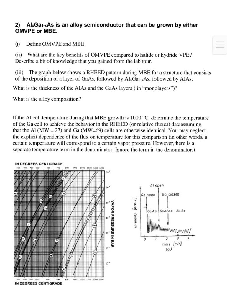 Solved 2) AlxGa1-xAs is an alloy semiconductor that can be | Chegg.com