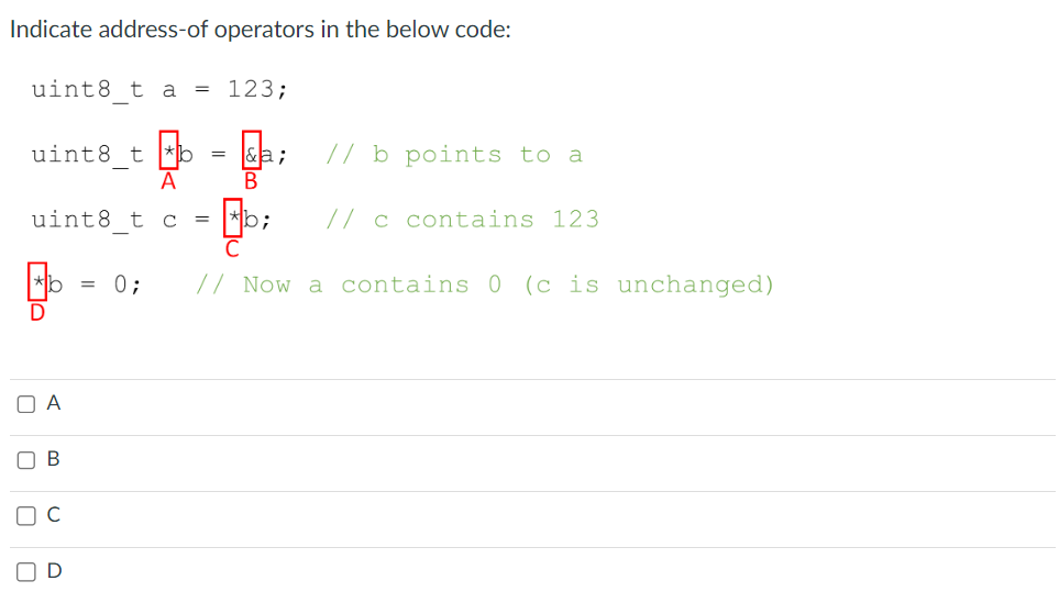 Solved Indicate address-of operators in the below code: | Chegg.com