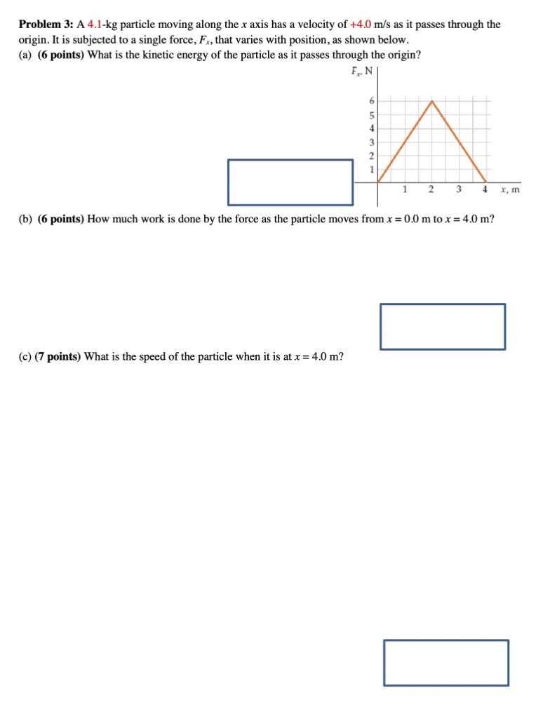 Solved Problem 3: A 4.1-kg particle moving along the x axis | Chegg.com
