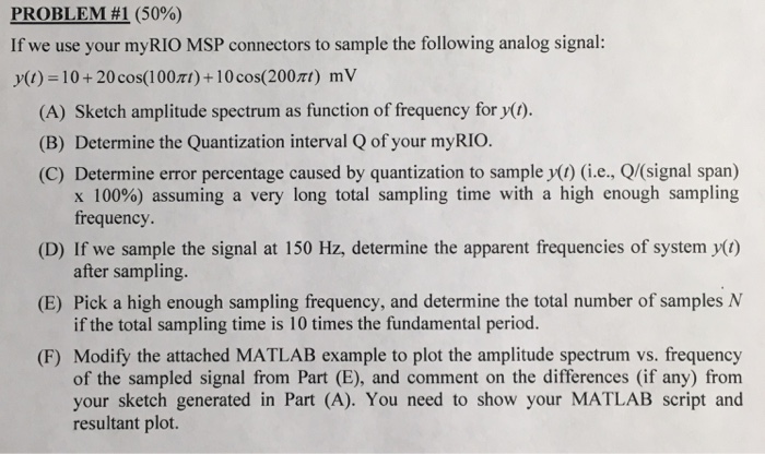 If we use your myRIO MSP connectors to sample the | Chegg.com