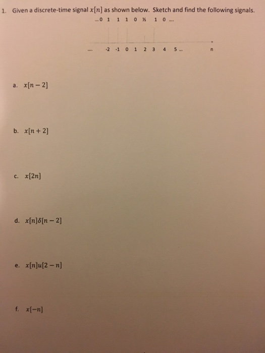 Solved 1. Given a discrete-time signal x[n] as shown below. | Chegg.com