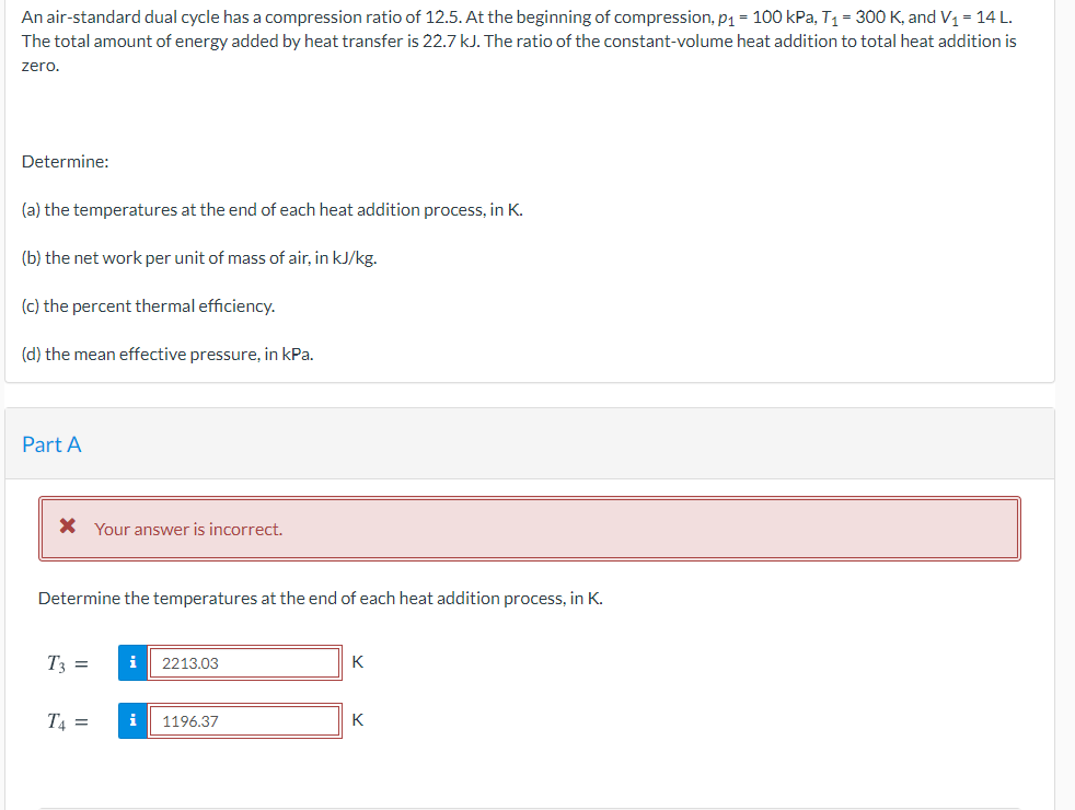 Solved An air-standard dual cycle has a compression ratio of | Chegg.com