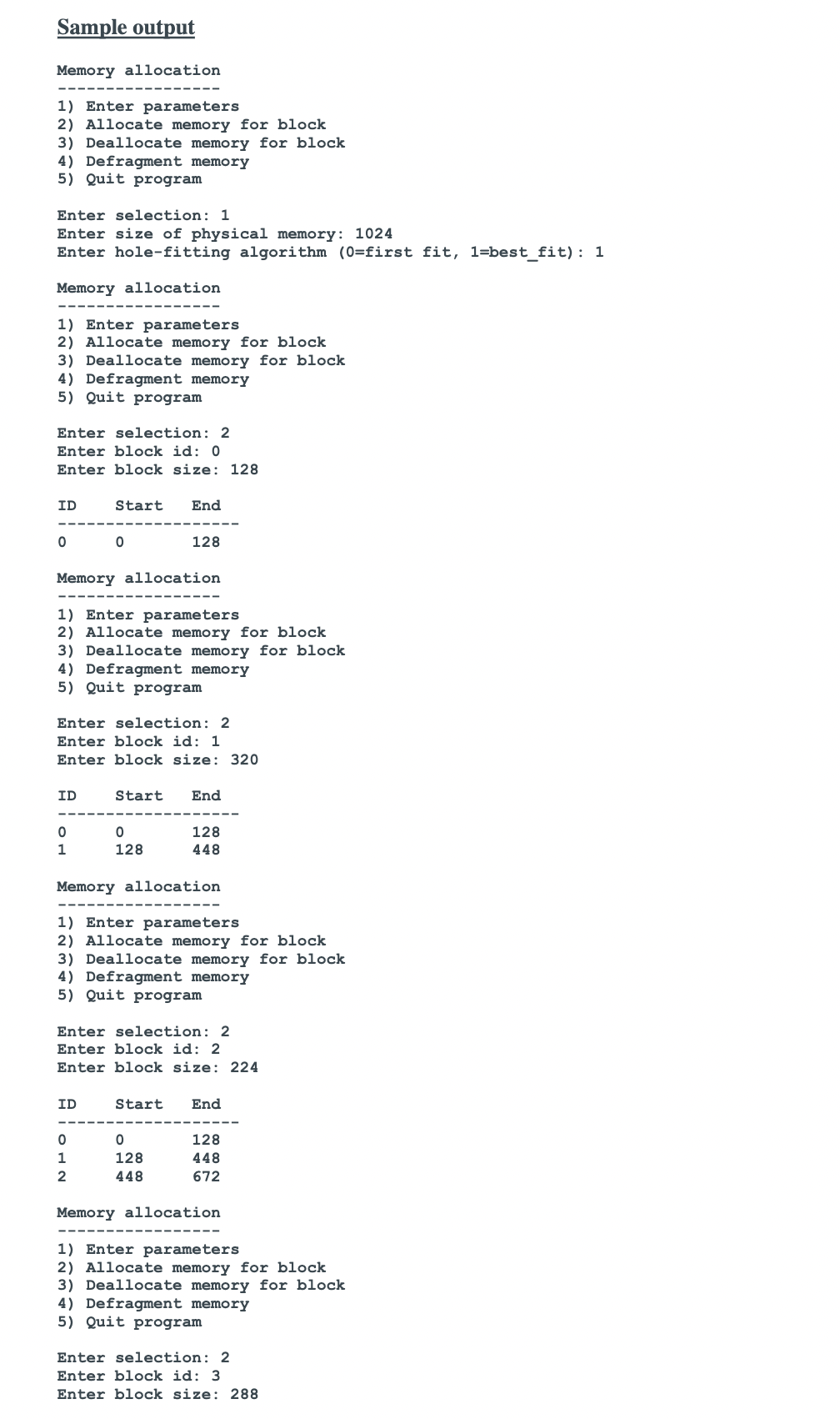 Objective: To simulate memory allocation with | Chegg.com