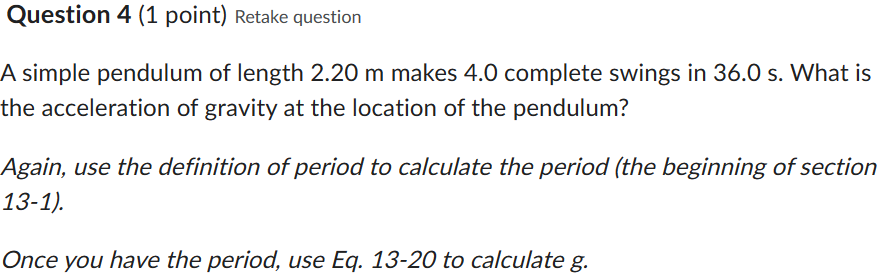 Solved Question 4 (1 point) Retake question A simple | Chegg.com