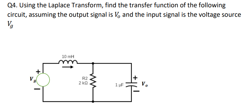 Solved Q4. Using the Laplace Transform, find the transfer | Chegg.com