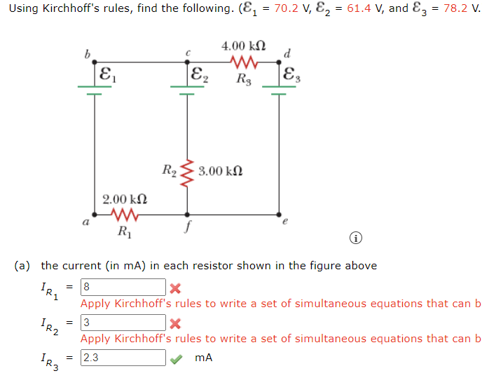 Solved Using Kirchhoff's rules, find the following. (e m f1 | Chegg.com Solved Using Kirchhoff's rules, find the following. (e m f1 | Chegg.com
