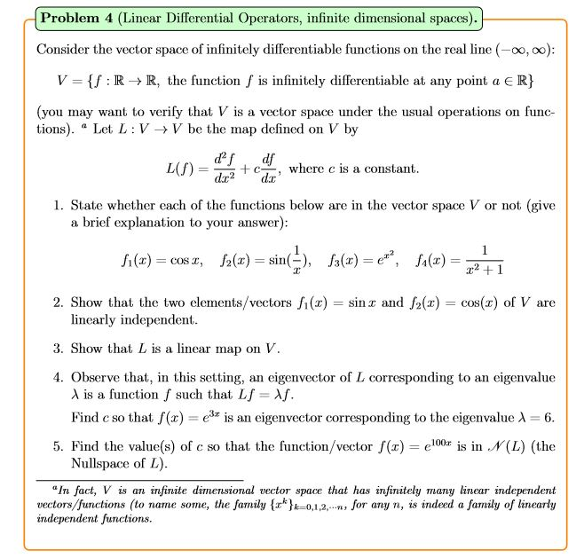 Solved Problem 4 Linear Differential Operators Infinite