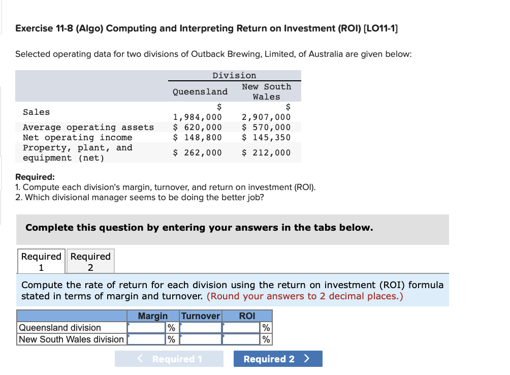 Solved Exercise 11-8 (Algo) Computing and Interpreting | Chegg.com