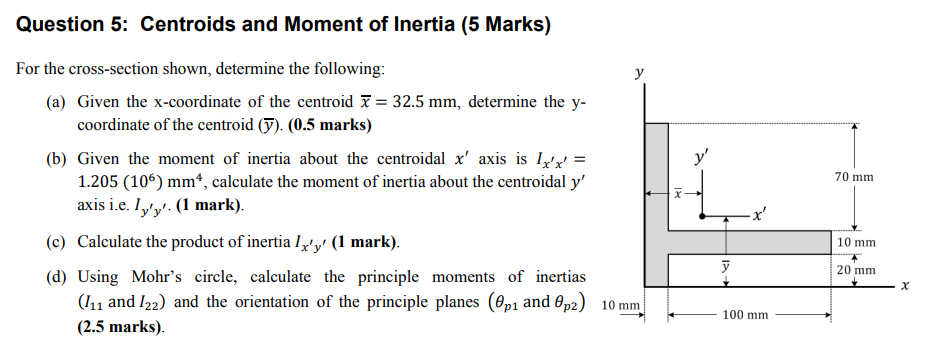 Solved Question 5: Centroids and Moment of Inertia (5 Marks) | Chegg.com