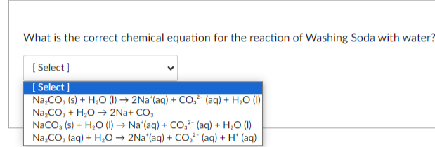Solved What is the correct chemical equation for the | Chegg.com